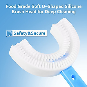 Kids U Shaped Toothbrush,Silicone Soft bristled Baby U-Shaped Cleaning Toothbrush -360° Oral Cleaning Design , Suitable for Children Aged 6-12, are Available 2pcs