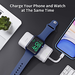 iWALK Portable Charger for iWatch, 9000mAh Power Bank with Built in Cable, Battery Pack Charger Portable Compatible with Apple Watch Series 8/7/6/Se/5/4/3/2, iPhone14/13/12/12 Pro Max/ 11/6s