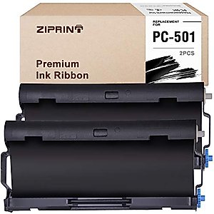 ZIPRINT 2 Pack PC501 PC 501 Compatible with Brother PC501 Fax Cartridge with Roll for use in Brother FAX 575 Fax Printers (Black)