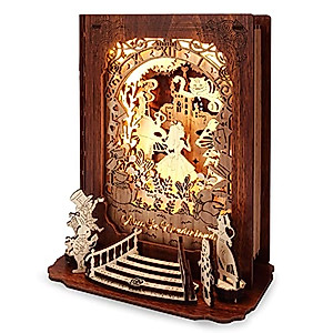 FUNPOLA Alice in Wonderland 3D Puzzle Nightlight – DIY 3D LED Book Lamp – 3D Wood Puzzles Décor Lamp for Kids and Adults