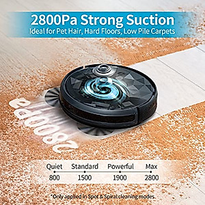 AIRROBO Robot Vacuum Cleaner with 2800Pa Suction Power, App Control, 120 Mins Runtime, Self-Charging Robotic Vacuum Cleaner for Low Carpet, Pet Hair, Hard Floors, P20