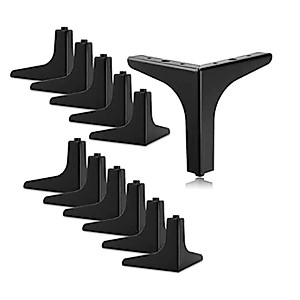 ZIQI 5"/13cm Metal Furniture Legs Feet, 12 Pack Heavy Duty Modern Black Steel Sofa Legs for Coffee and End Table, Chairs and Home DIY Projects