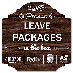 Please Leave Packages In The Box Signs 12 x 12 Inches Package Delivery Sign Metal Reflective Sturdy Rust Aluminum Waterproof Durable Ink Easy to Install Outdoor