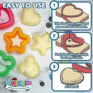 Sandwich Cutter and Sealer - Uncrustables Sandwich Maker - Great for Lunchbox and Bento Box - Boys and Girls Kids Lunch - Sandwich Cutters for Kids (Heart, Star, Mouse)