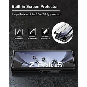 Cresee Case for Samsung Galaxy Z Fold 5 (2023) with Cover Screen Protector, PU Leather & Hard PC Bumper Phone Case for Galaxy Z Fold5 - Brown