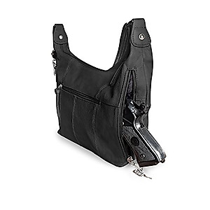Roma Leathers Concealment Purse - Premium Cowhide Leather - Black - Studded - Dual Gun Entry - Adjustable Shoulder Strap - Designed in USA - 30 Day Manufacture Guarantee