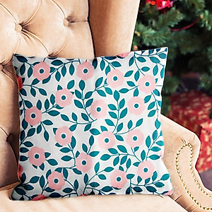 Lorvain 7PCS Pink Fat Quarters Fabric Bundles, Cotton Print Fabric with Green Leaf Red Fruit Gypsophila Strawberry White Flower for DIY Sewing Patterns Craft（19.6" x 15.7", Pink）