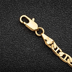 kelistom Gold Anklet for Women Teen Girls, 14K Gold / 18K Gold/Platinum Plated Flat Mariner Link Chain Ankle Bracelets for Women 9 10 11 inches (18K Gold, 11)