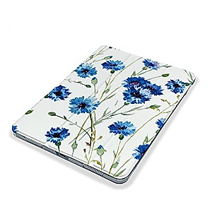 Cute Blue Flowers Cute Art case Compatible with iPad Mini Air Pro 7.9 8.3 9.7 10.2 10.9 11 12.9 inch Pattern Cover New 2022 2021 Trifold Stand 3 4 5 6 7 8 9 Generation 412 (10.2" 7/8/9 gen)
