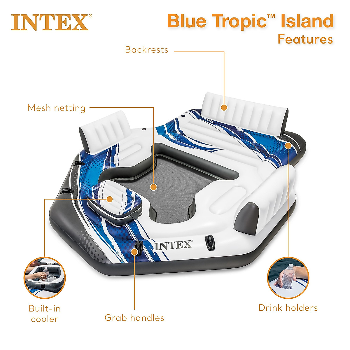 Intex Adult 5 Seat Pool Float w/ Quick Fill AC Electric Air Pump