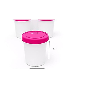 Quitrillo - Premium Mini Tub Ice Cream Storage Containers, 6 oz.each-Set of 4, Freezer, Pantry Storage. Silicone Lid, Reusable. Snack Containers, BPA free, Stickers to Label INCLUDED!