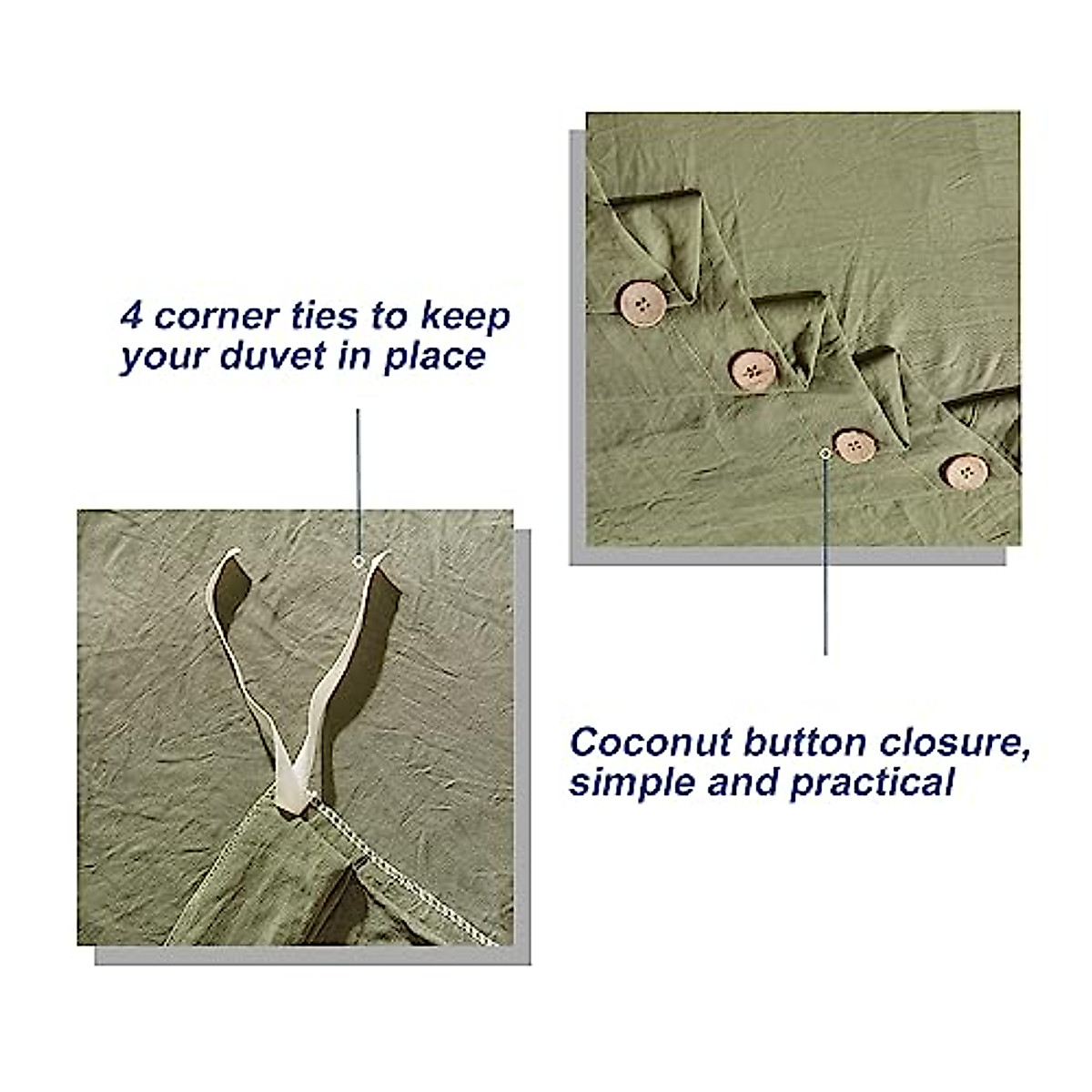 Anluoer Duvet Cover Twin Size,Olive Green Duvet Cover Set with Buttons Closure, Ultra Soft Washed Microfiber Bedding Comforter Cover with 1 Pillowcases for All Season(68x90 inches, 2 Pieces)