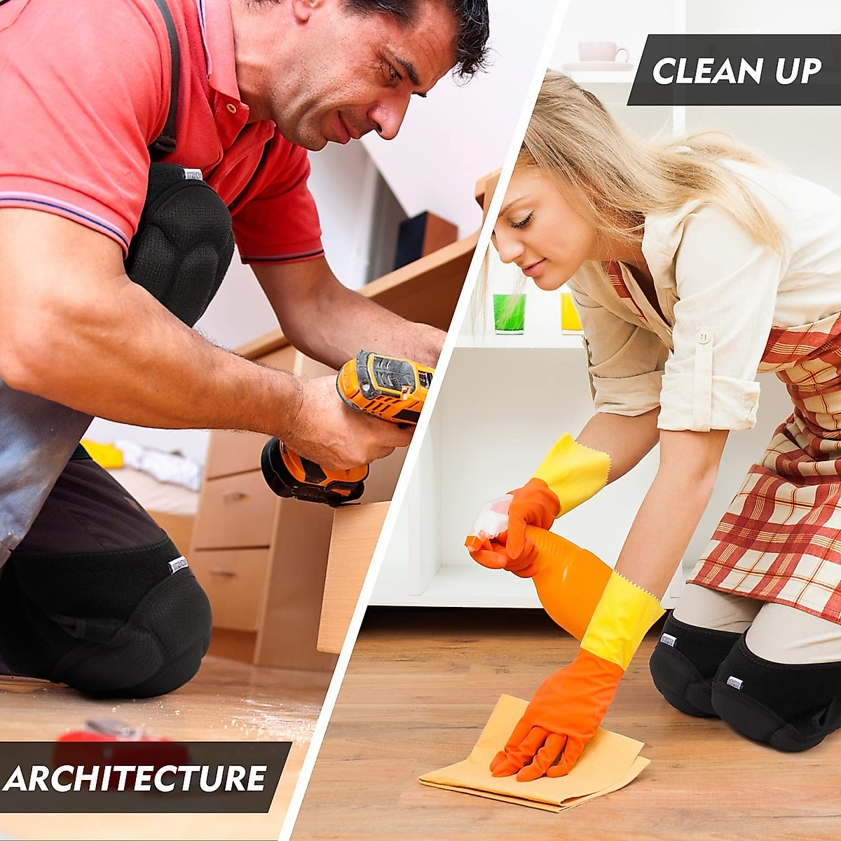 Monbessi Knee Pads Gardening, Unisex-Adult Work Knee Pads Suitable for Garden, House Cleaning, Construction Work, Flooring Kneepads with Thick EVA Foam Padding