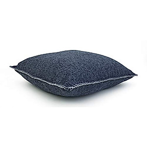 Thro by Marlo Lorenz Georgetown Chunky Weave Whipstitch Square, Set of 2 Throw Pillow, Denim Blue