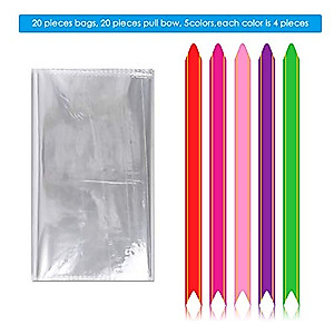 Kolewo4ever 40pcs Clear Cellophane Bags Pull Bow Set 20 pcs 12x18 inches Cellophane Basket Bags Wine Bottles Cellophane Wrapwith 20pcs pull bows