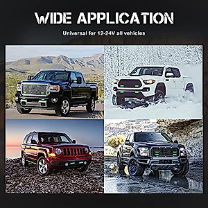 Primelux Strobe Lights for Trucks Green 4.4-Inch Emergency Lights for Vehicles and Cars 10 LED Ultra Slim Strobe LED Lighthead External Emergency Grille Surface Mounting Lights (4-Pack)