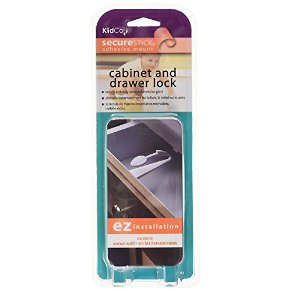 KidCo Adhesive Mount Cabinet/Drawer Lock - White