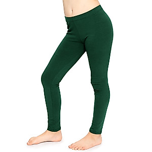 STRETCH IS COMFORT Girl's Cotton Leggings Hunter Green X-Large