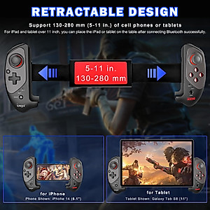 Megadream Wireless Mobile Controller for iPad, Tablet (11"), iPhone 16/15/14/13, Android Gamepad for Galaxy Z Fold4, Galaxy Z Flip4, Galaxy S23 S22 21Ultra, PC - MFi Certified - Call of Duty - Genshin Impact, Black