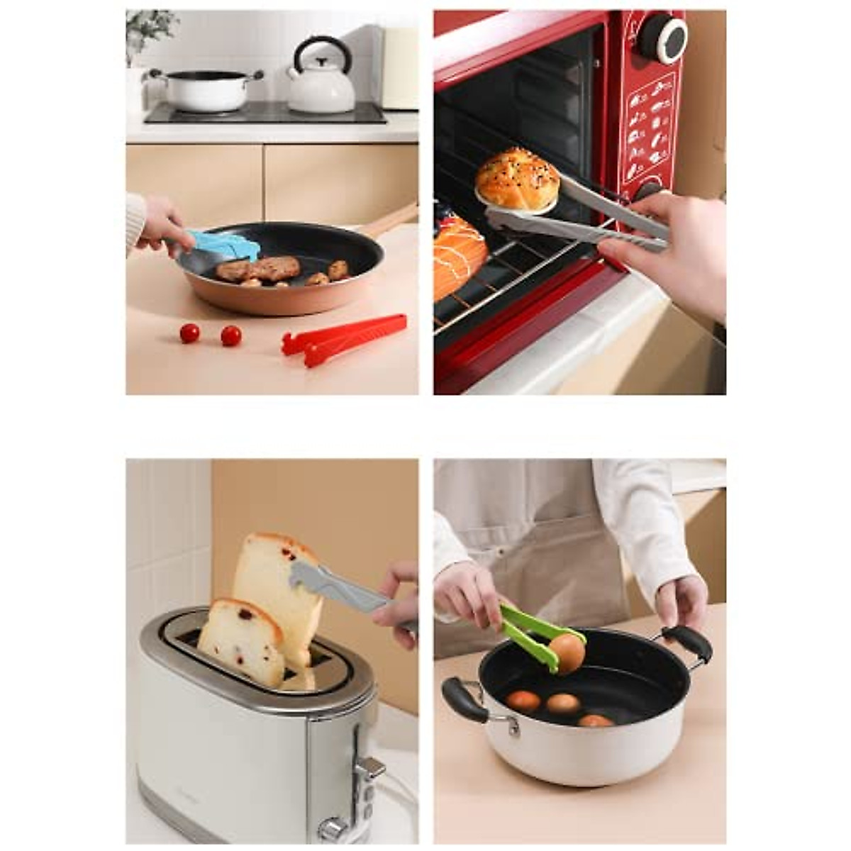 HMQCI Oven Rack Push Pull Tool,Oven and Toaster Rack Puller,Oven Sticks Oven Push and Pull Clip for Kitchen Oven,Toaster Oven,Air Fryer,Convection Oven (2,Black+Grey)