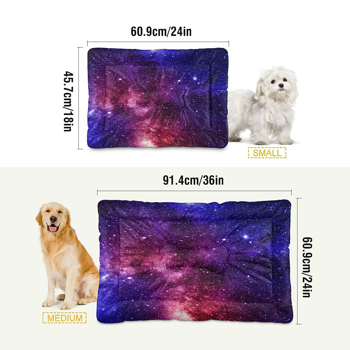 YETTASBIN Cgalaxy Crate Pet Bed, Portable Washable Dog Cat Mat, Soft Comfortable Pet Mattress with Non-Slip Bottom for Dogs Cats Sleeping, 36 x 24 Inch