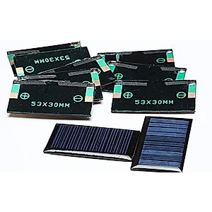 HUAZHU 5V 30mA 53X30mm Micro Mini Power Solar Cells for Solar Panels - DIY Projects - Toys - 3.6v Battery Charger 10PCS