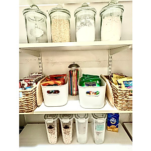 Plastic Stackable Storage Bins with Bamboo Lid 2 PCS and 10 Sticker Labels and one Chalk Pen -Storage Containers-Storage Basket for Organizing-Playroom Classroom Organization