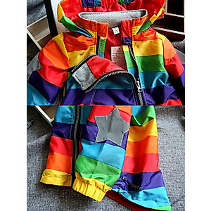FABRST Toddler Boys Girls Windbreak Kids Fashion Rainbow Hooded Sun Jacket Baby Casual Outwear Fall Winter School Outfits（Rainbow,2T）