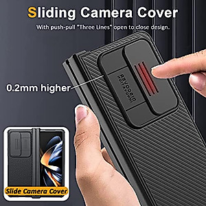 Miimall Compatible for Samsung Galaxy Z Fold 4 Case Hinge, [Slide Camera Cover][Creative Hinge Protection] Military Grade Protection Bumper Cases for Galaxy Z Fold 4 5G Case 2022