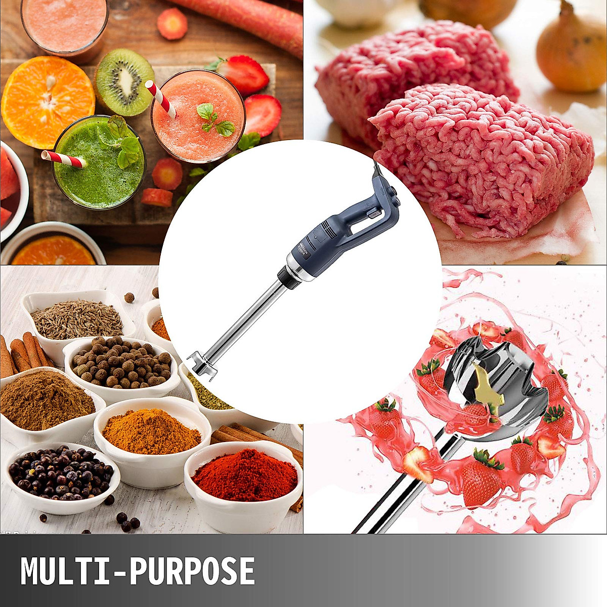 VBENLEM Commercial Immersion Blender 500W Power, Hand Held Mixer with 15.7-Inch 304 Stainless Steel Removable Shaft, Electric Stick Blender Variable Speed 4000-16000RPM