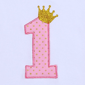 Baby Girls First Birthday Clothes One-piece Bodysuit 1st Crown Romper+Ruffle Tulle Skirt+Bowknot Headband 3PCS Set Toddler Infant Smash Cake Outfits for Casual Photo Shoot Pink Age 1 Year Old