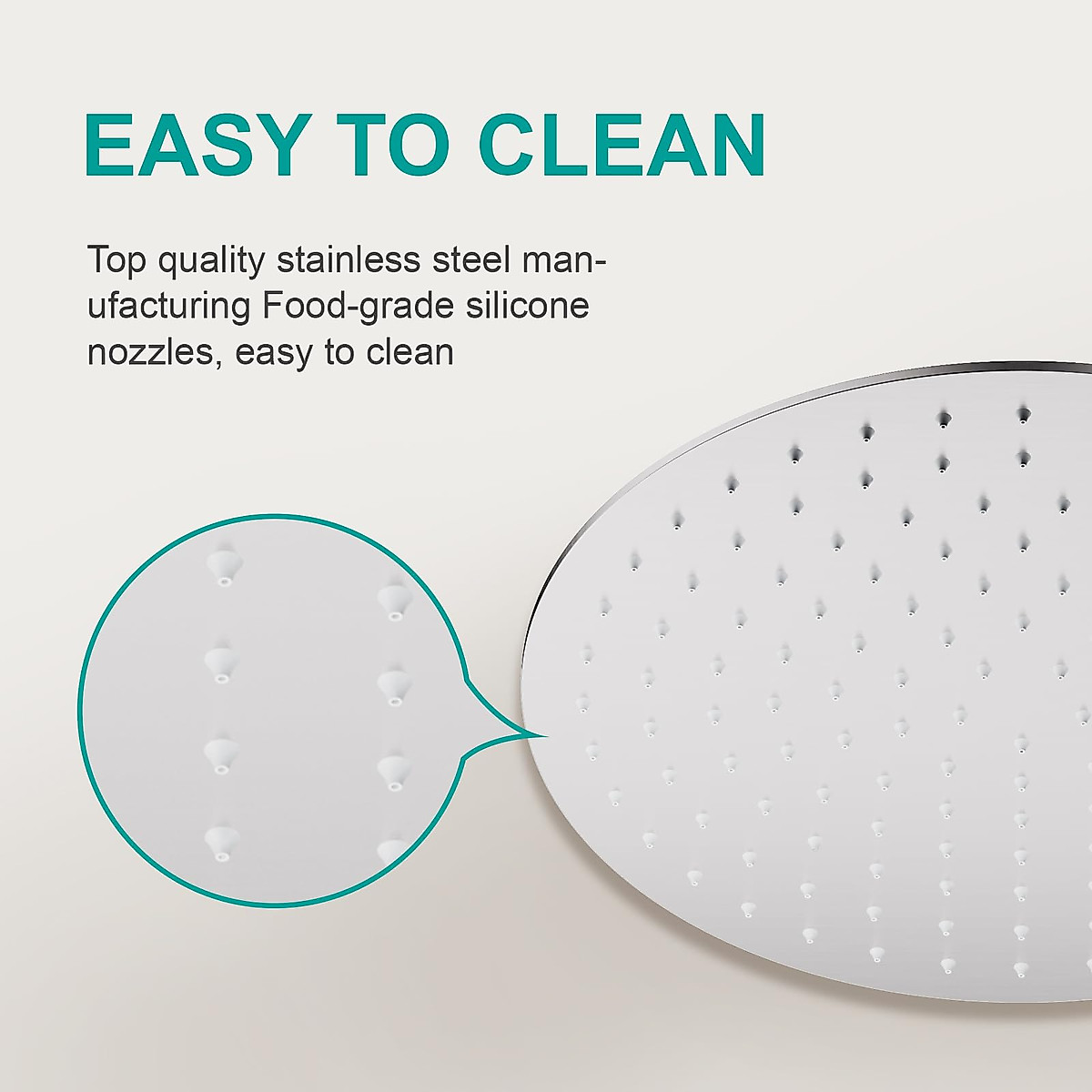 AULEEND 12 Inch Round Shower head, High Flow Stainless Steel Rainfall Shower Head, High Pressure Design (Brushed Nickel, 12)