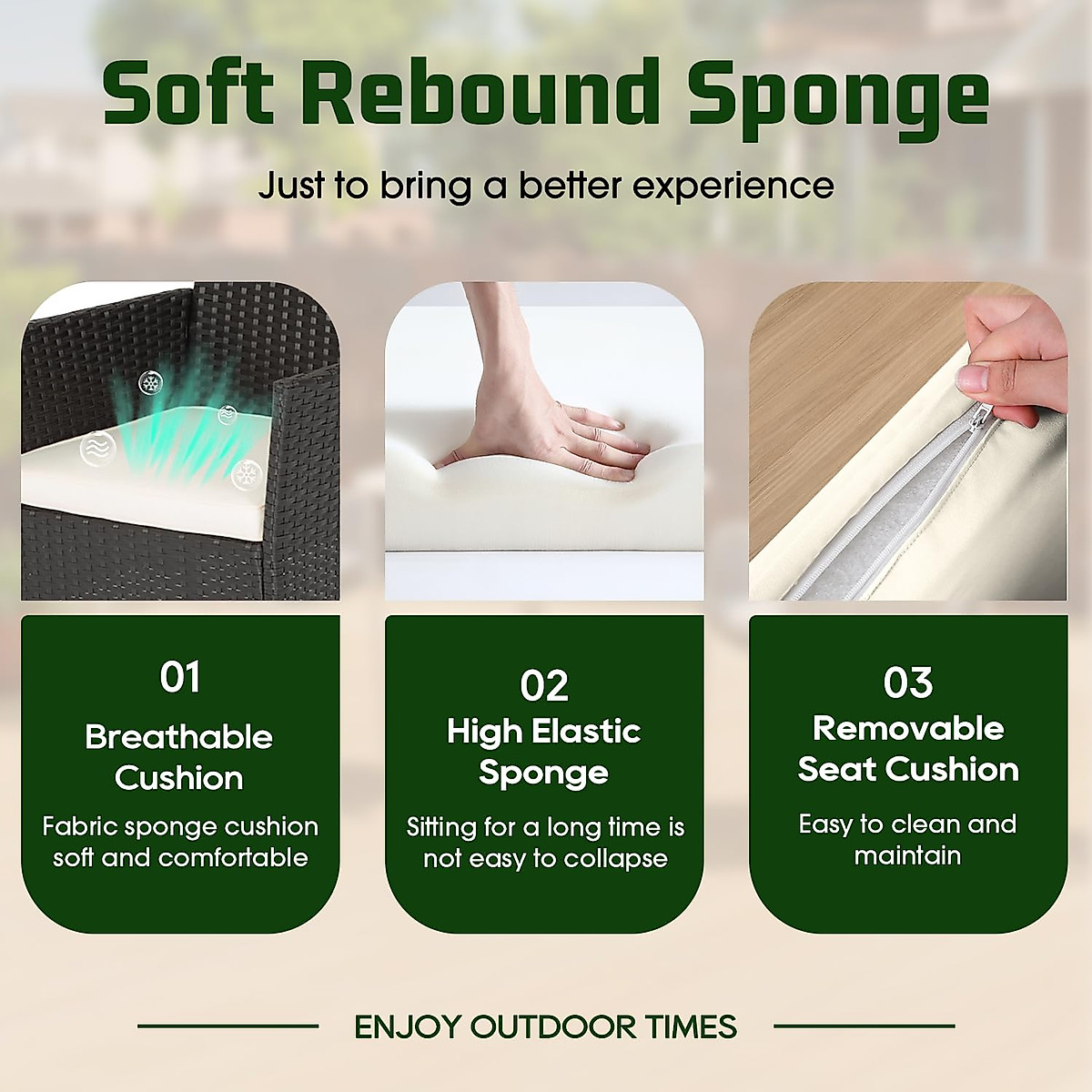 FDW Patio Furniture Set 4 Pieces Outdoor Rattan Chair Wicker Sofa Garden Conversation Bistro Sets for Yard,Pool or Backyard