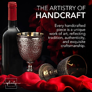 REPLICARTZ Chalice Goblet Communion Cup - Halloween Brass Gold Wine Glasses - Elegant Catholic Gothic - King Arthur Medieval Decor Drinkware - Christmas, Wedding Chalice Gifts, 210 ml, 7.10 oz