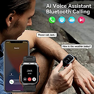 AMAZTIM Smart Watch for Men,60days Extra-Long Battery Life(Call Receive/Dial), 50M Waterproof,Rugged Military Fitness Watch for iPhone Android,70 Sports,1.85" Heart Rate Sleep/Blood Pressure Watch