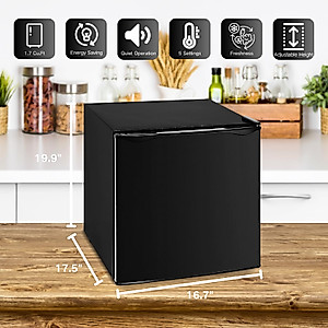Fox Shack 1.7 Cu Ft Fridge with Freezer, Low noise, Energy-efficient, Countertop Refrigerator Office Essentials, Single Door Refrigerator for Apartment, Dorm, Kitchens, Office and Bedroom