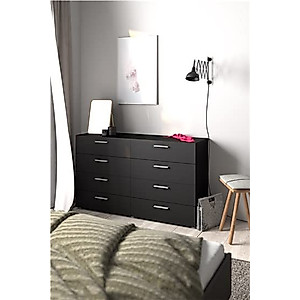 Tvilum 8 Drawer Double Dresser, 15.85" D x 55.12" W x 32.17" H, Black Matte