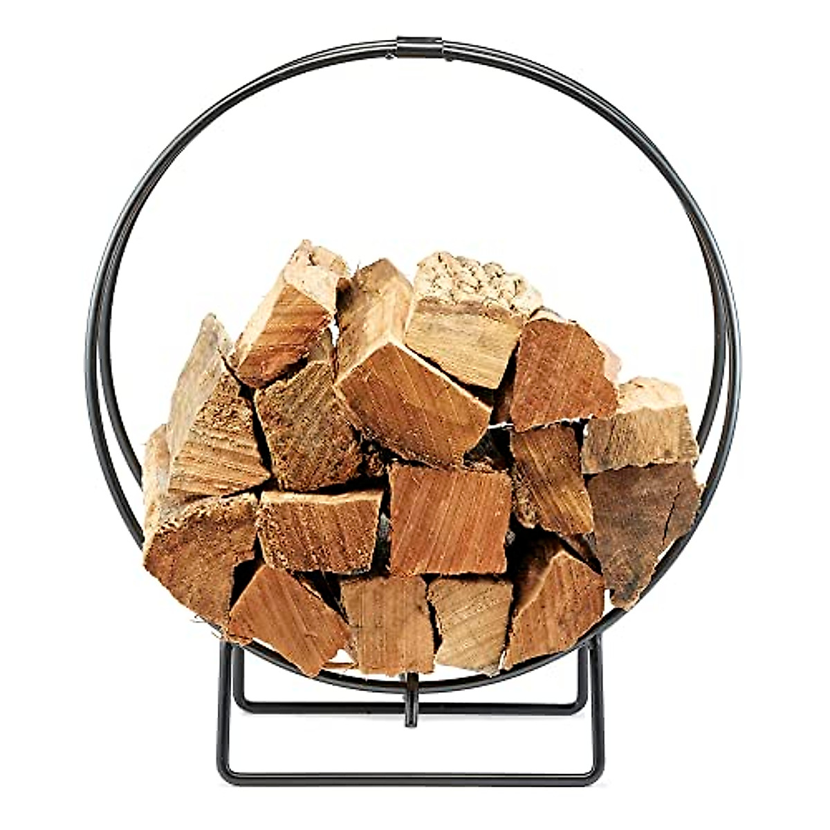 UniFlame Firewood Log Hoop Rack with 1/2" Solid Stock, Black