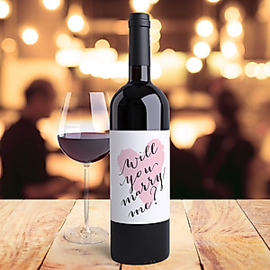 Ritzy Rose Proposal Wine Label Will You Marry Me Weatherproof Sticker for Wine Bottle Label Peel and Stick Engagement Ideas Romantic Engagement Wine Present | Script Heart Proposing Prop