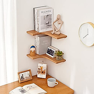 TREOAKWIS Corner Shelf Solid Oak Wood Floating Corner Shelf Wall Mount Floating Shelf Display Shelf for Small Plant, Speaker, Photo Frame,Storage for Bedroom Kitchen,Living Room,Office