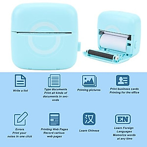 GOWENIC Pocket Printer, Inkless Portable Thermal Printer, BT Cordless Label Printer with APP for Notes Journal Memo Photo Study for Students (Sky Blue)