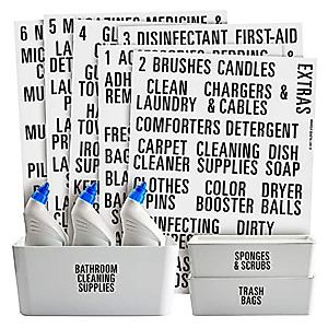 162 Pieces Laundry Room Labels, Bold All Caps Black Print on Clear Stickers for Linen Closet, Cleaning Supplies (Water Resistant)