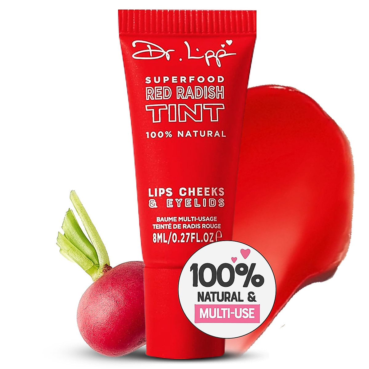 Dr. Lipp Superfood Lip Tint Red Redish 8ml – 4-in-ONE Ultra Moisturising Tinted Lip Balm, Lip Gloss, Cheek Blush & Glossy Eyeshadow – 100% Natural – Fragrance & Cruelty Free