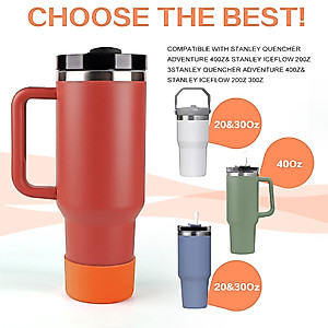 2Pcs Silicone Boot for Stanley 40 oz Quencher Adventure Tumbler and IceFlow Flip 30 oz 20 oz, Stanley Cup Accessories Protector Sleeve Bottom Cover Bumper for Stanley 40 oz with Handle