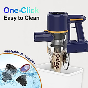 POWEART Cordless Vacuum Cleaner, 6 in 1 Multifunction Cordless Stick Vacuum, 2200mAh Vacuum Cleaner Rechargeable, Lightweight Vacuum Cleaner Hardwood Floor Pet Hair Home - Deep Blue