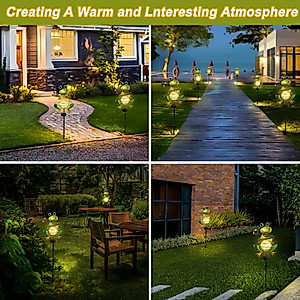 HEDAQI Frog Solar Garden Light, Metal Stake Light Crackle Glass Waterproof Globe Outdoor Decoration, Solar Power LED Light for Garden, Lawn, Patio, Pathway Decor