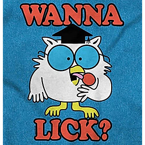 Wanna Lick? Mr. Owl Tootsie Pop Funny Graphic T Shirt Men or Women Heather Sapphire