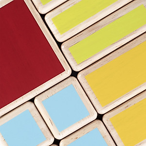 Guidecraft Colorful Starter Square Fractions - Wooden Early Development Toys for Children, Math Skills Stimulating Game