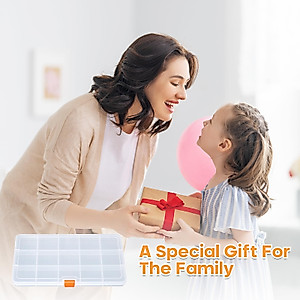 Moon Magpie 4PACK Extra Thick Bead Organizers and Storage Box, 15 Grid Mini Clear Jewelry Making Storage Solutions Plastic Organizer Case Craft Containers for Nail Rhinestones DIY Diamond Accessories