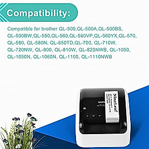 NineLeaf (6 Roll /400 Labels per Roll) Die-Cut Standard Address Labels with Cartridge Compatible for Brother DK-1208 DK1208 38mm x 90mm (3-1/2" x 1-1/2") White Paper use in QL Label Printers